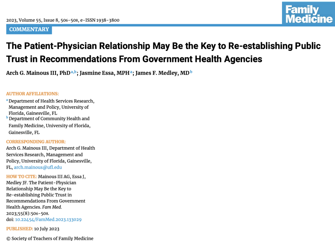 Arch (Chip) Mainous III | No Barriers in Family Medicine - Medics Voices